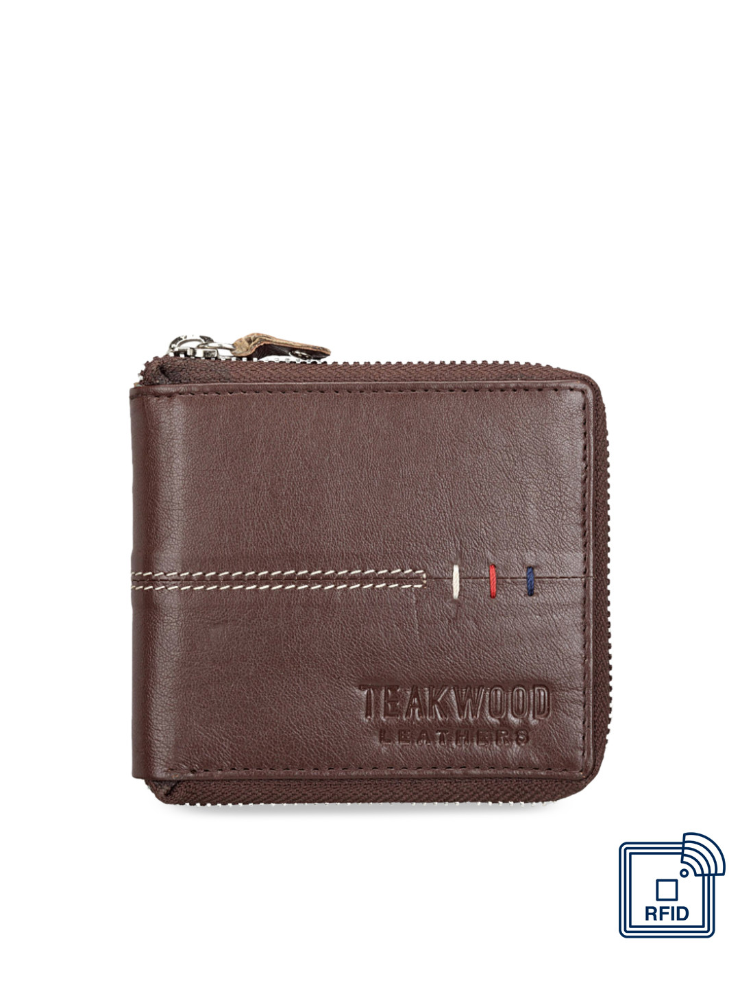Buy Teakwood Leathers Men Brown Solid Leather Zip Around Wallet ...