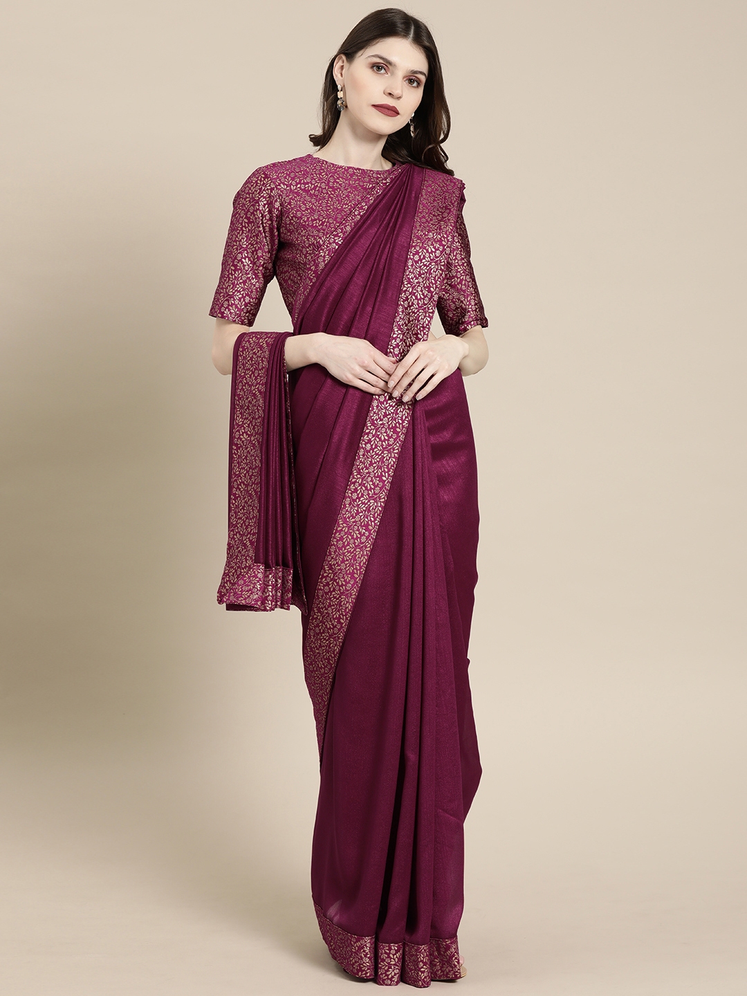 Buy Inddus Purple Solid Silk Blend Saree - Sarees for Women 10986200 ... Buy Inddus Purple Solid Silk Blend Saree - Sarees for Women 10986200 ...