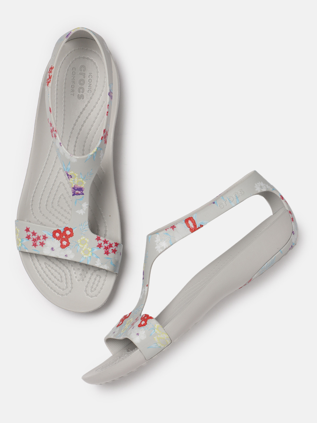 Buy Crocs Women Grey Printed Serena Open Toe Flats - Flats for Women ...