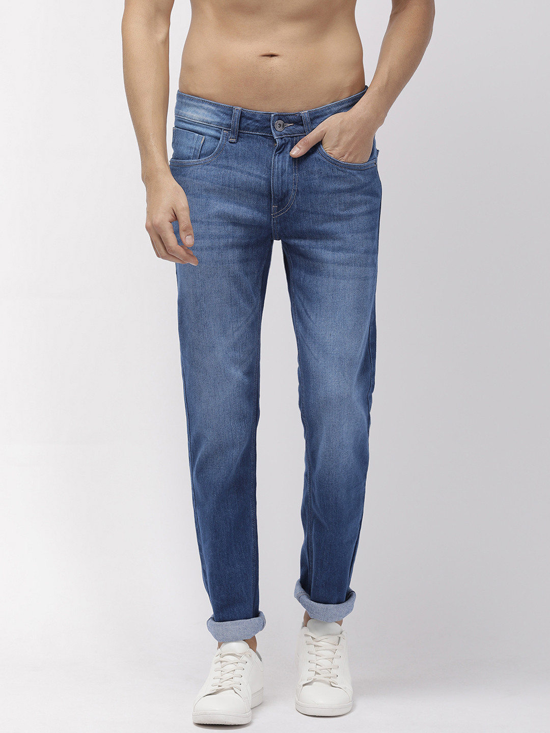 Buy Flying Machine Men Blue Slim Tapered Fit Mid Rise Clean Look ...