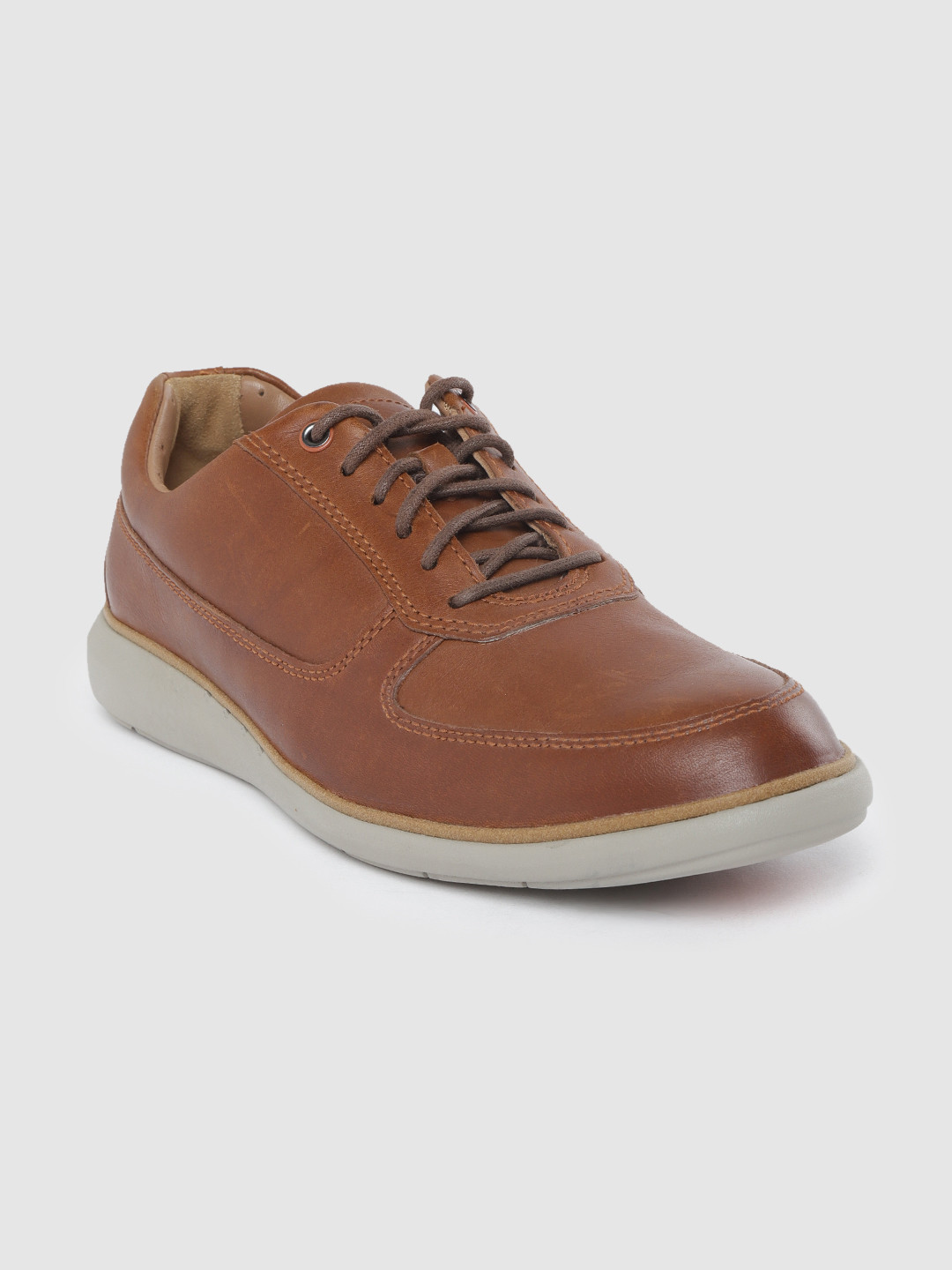 Buy Clarks Men Tan Brown Solid Leather Sneakers - Casual Shoes for Men ...