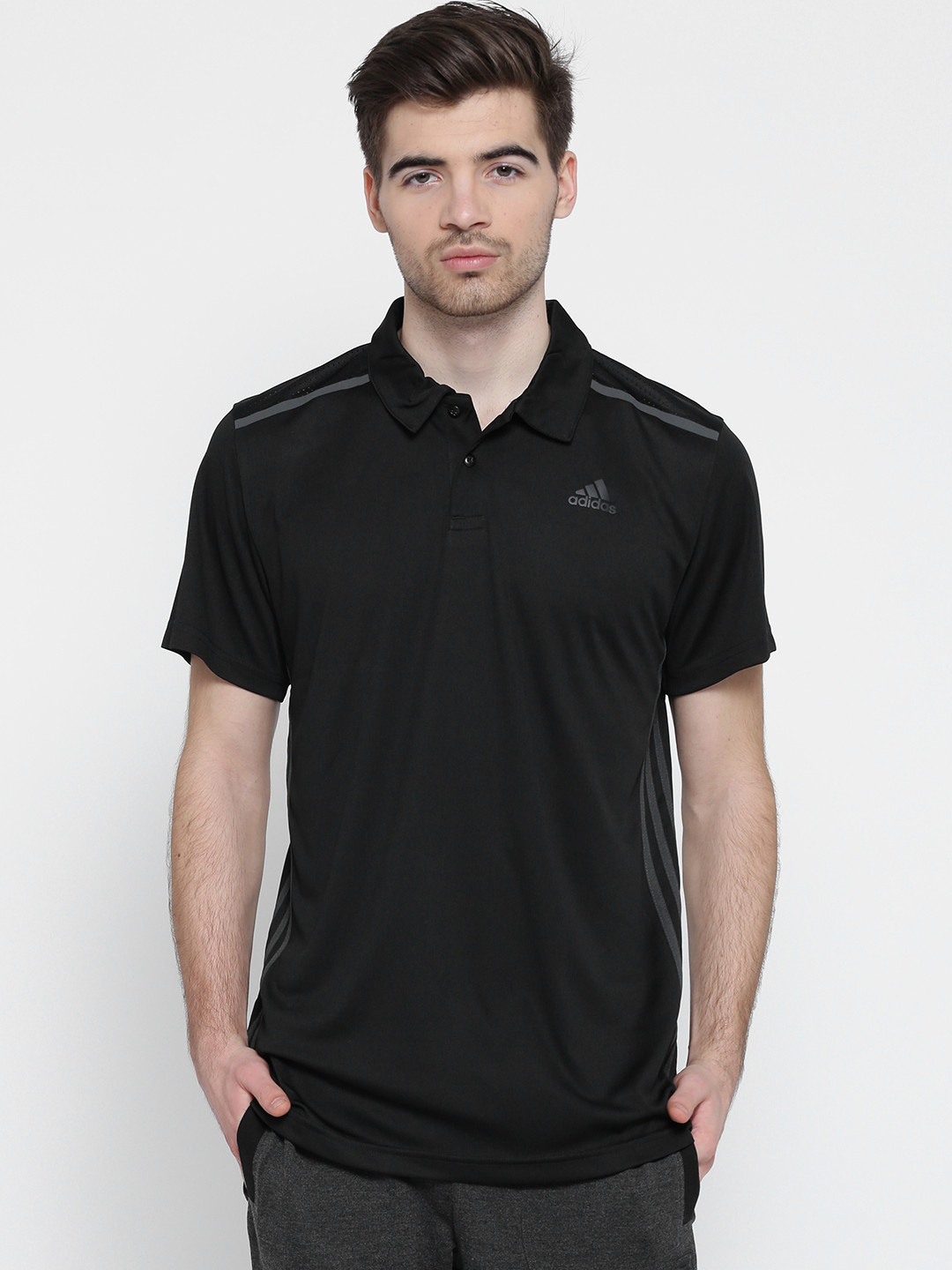 Buy ADIDAS Black COOL365 Polyester Training Polo T Shirt - Tshirts for ...