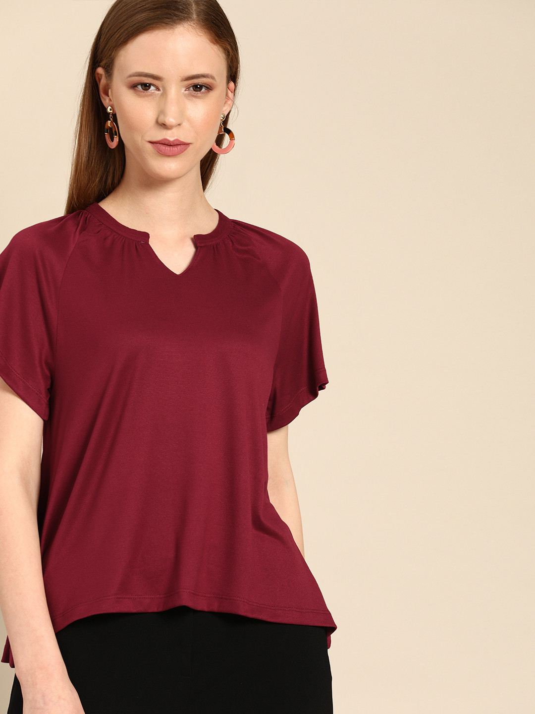 Buy DressBerry Women Maroon Solid Top - Tops for Women 11002256 | Myntra