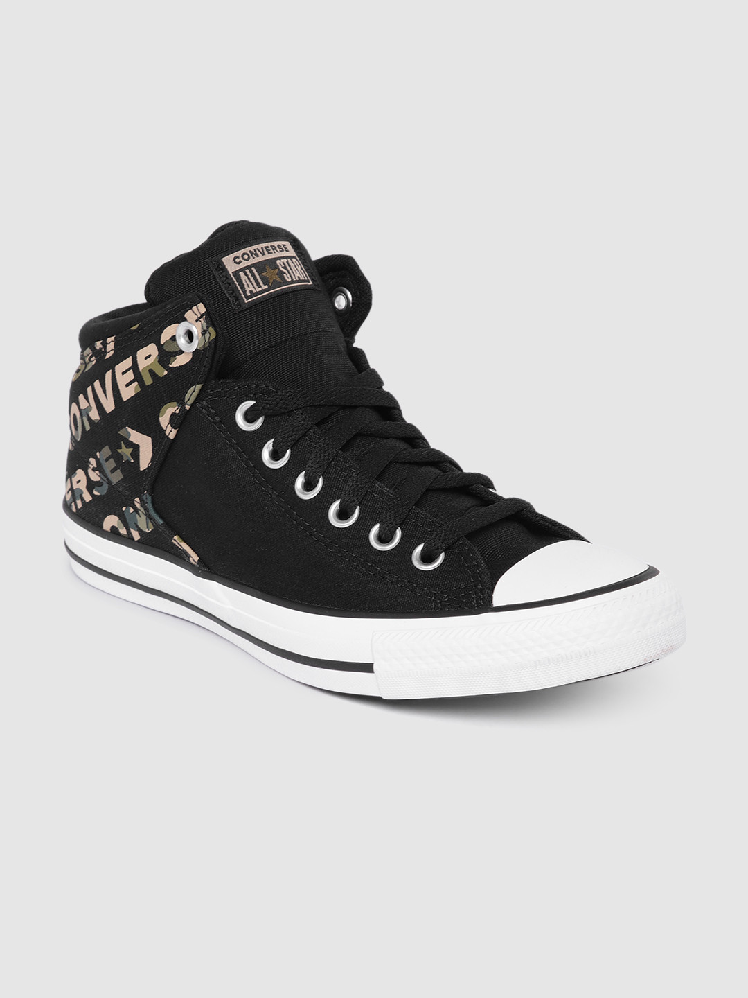 Buy Converse Men Black Brand Logo Printed Mid Top Sneakers - Casual ...