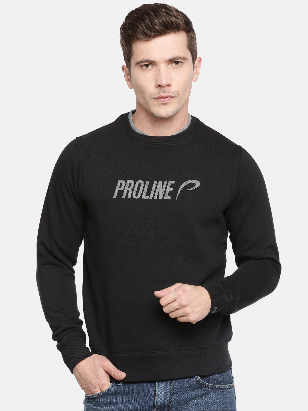 Buy Proline Active Men Black Solid Sweatshirt - Sweatshirts for Men ...