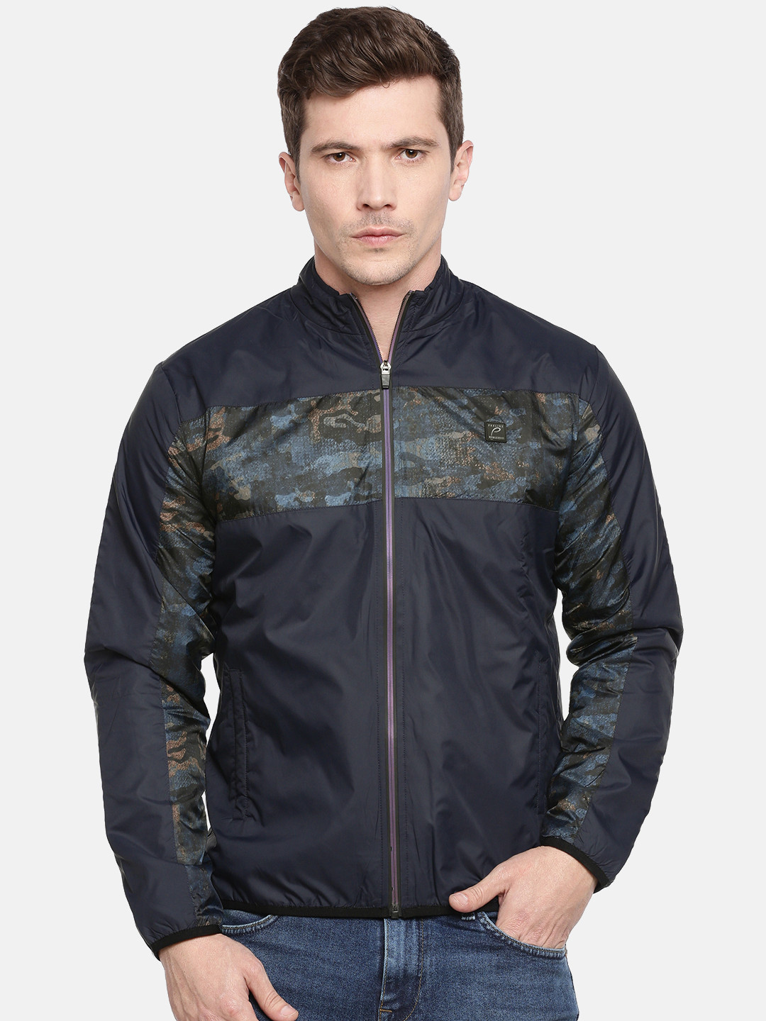 Buy Proline Active Men Navy Blue Printed Sporty Jacket - Jackets for ...