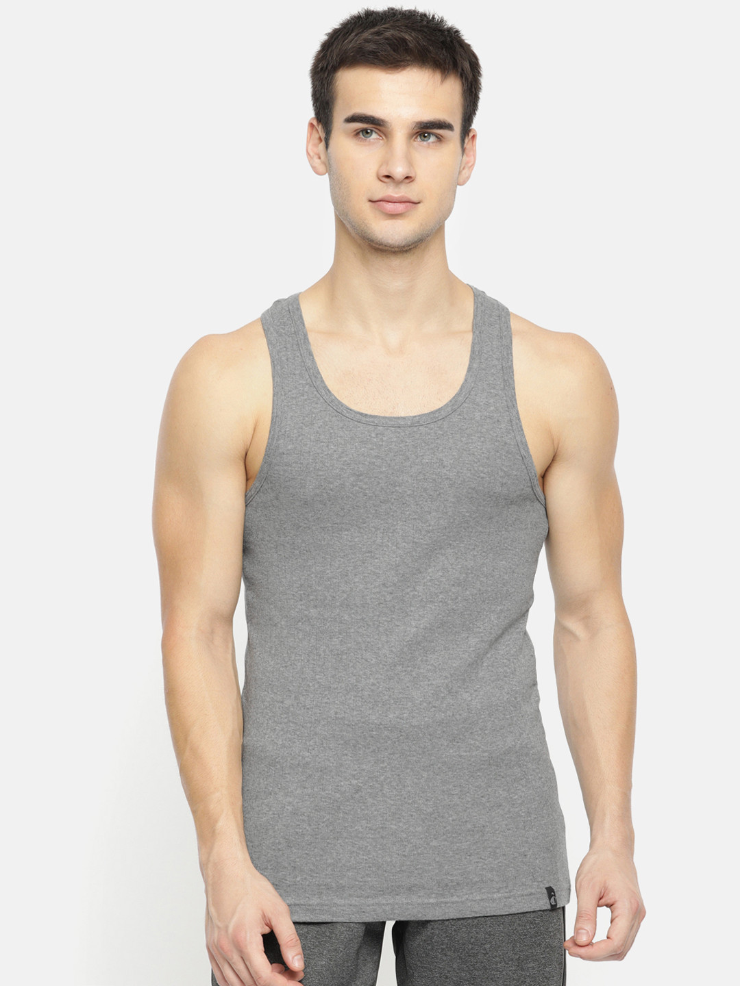 Buy Jockey Men Grey Melange Self Striped Innerwear Vest 9922 0105 ...