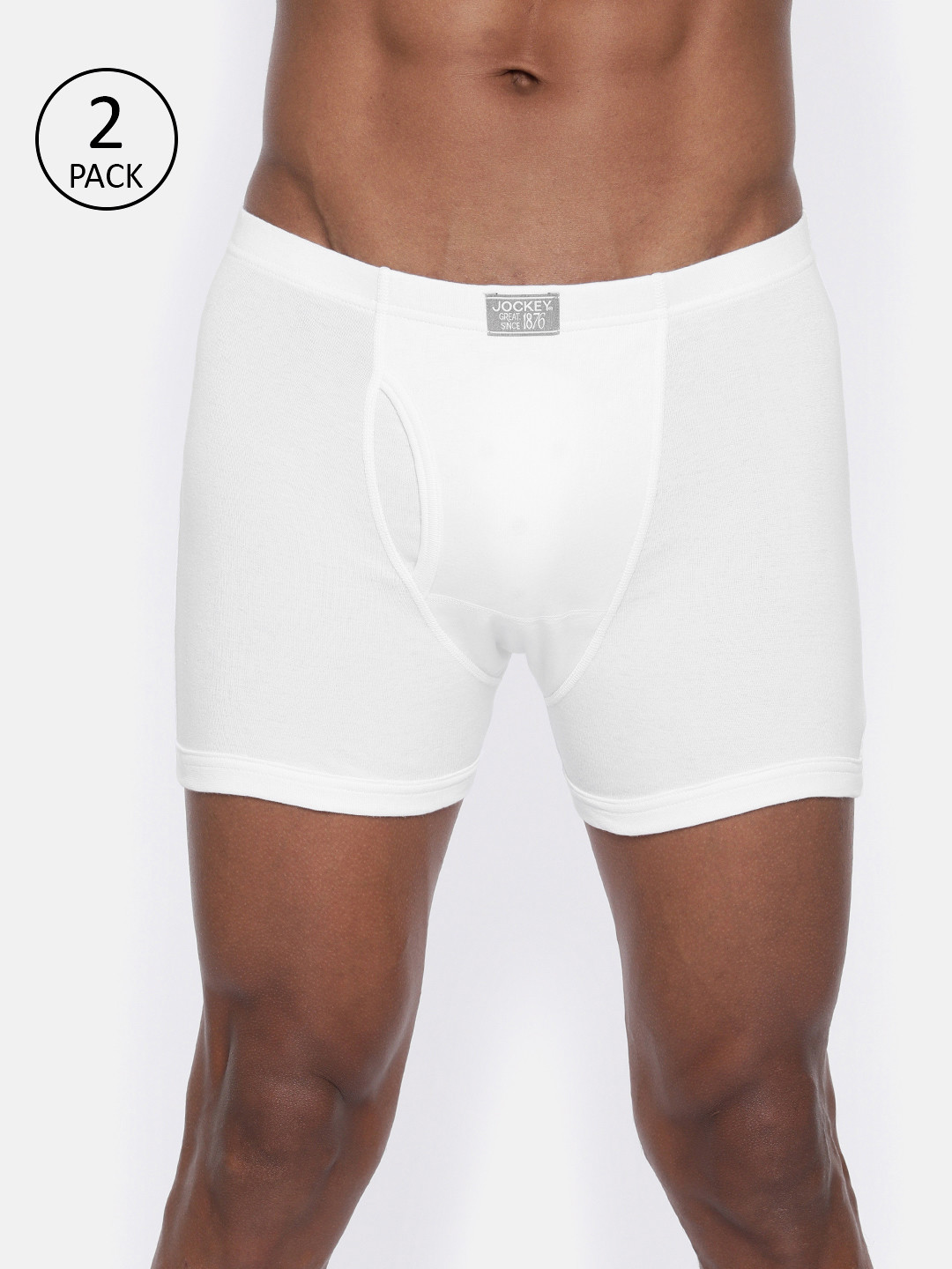 Buy Jockey Men Pack Of 2 Solid White Trunks 8008 0205 - Trunk for Men ...