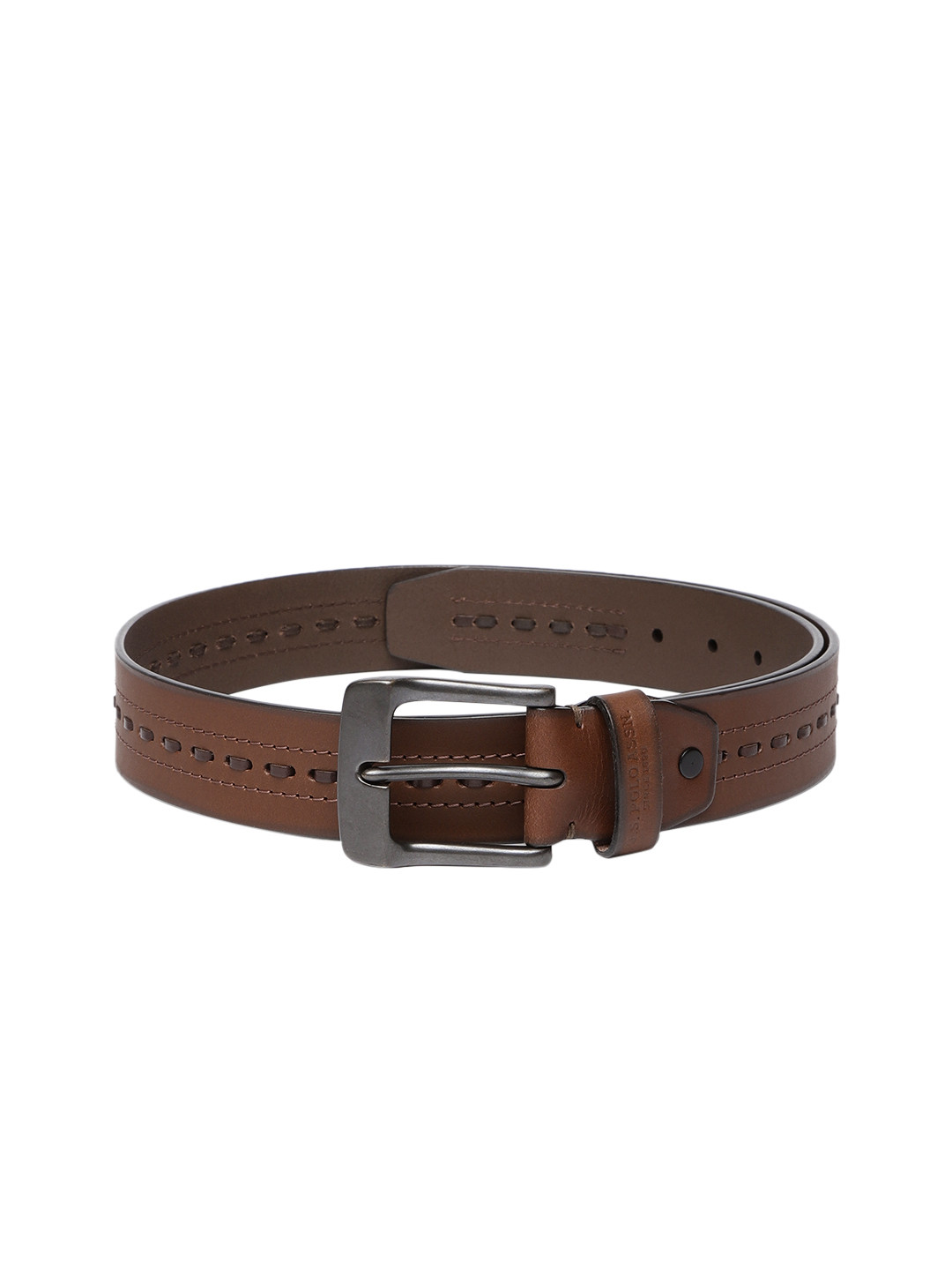 Buy U.S. Polo Assn. Men Brown Woven Design Leather Belt - Belts for Men ...