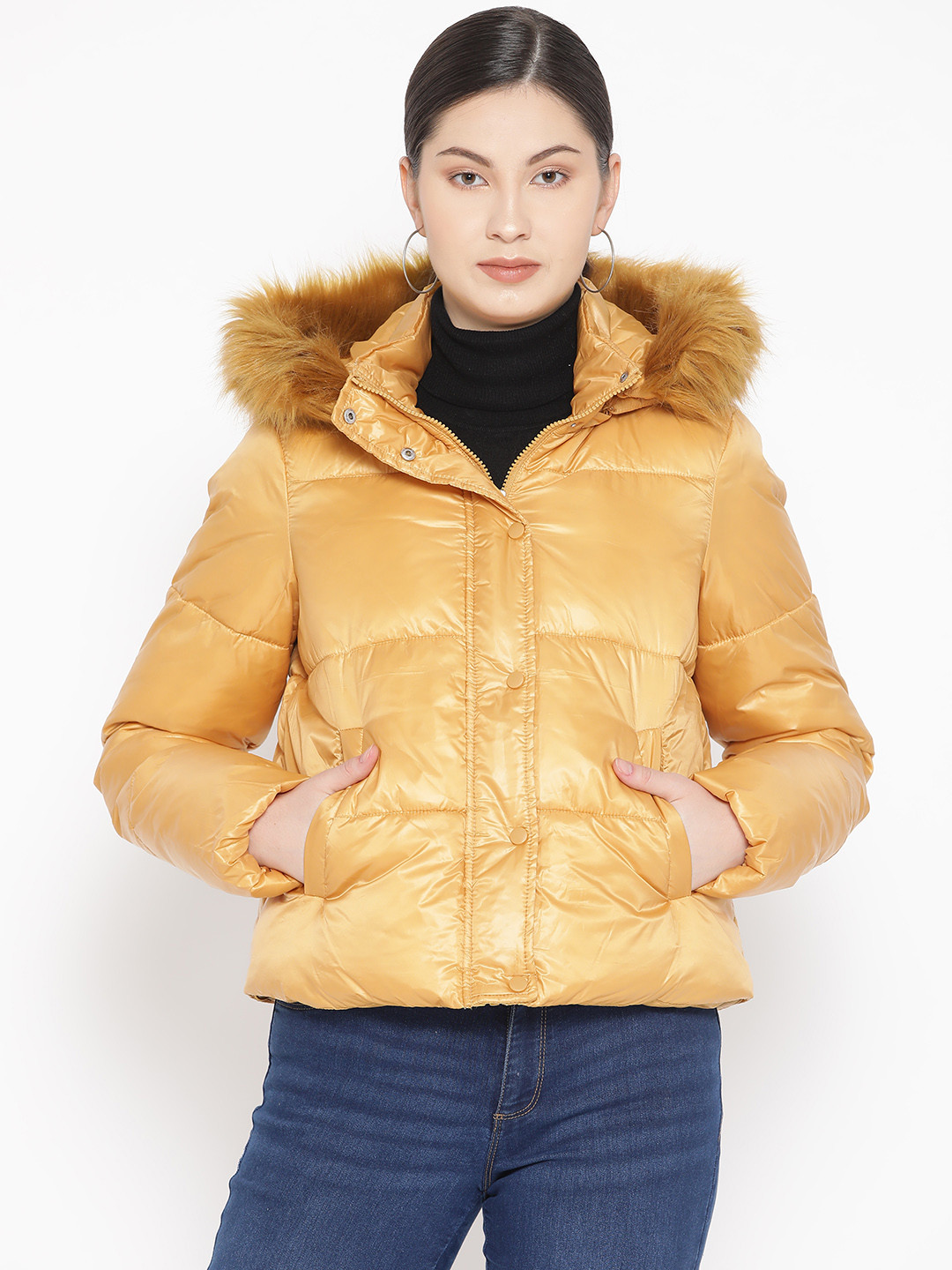 Buy Vero Moda Women Mustard Yellow Solid Parka Jacket - Jackets for ...