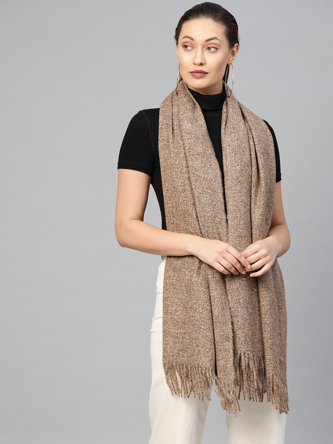 Buy SASSAFRAS Women Beige Solid Stole - Stoles for Women 11056202 | Myntra