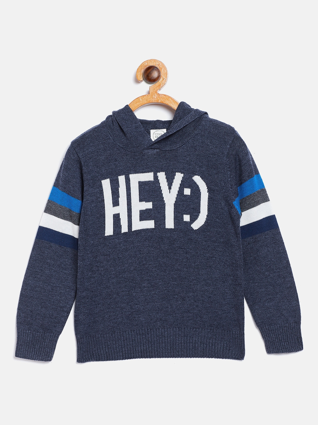 Buy COOL CLUB Boys Navy Blue Printed Hooded Pullover Sweater - Sweaters ...
