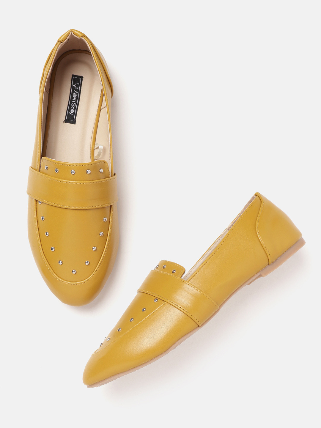 Buy Allen Solly Women Mustard Yellow Solid Slip Ons - Casual Shoes for ...