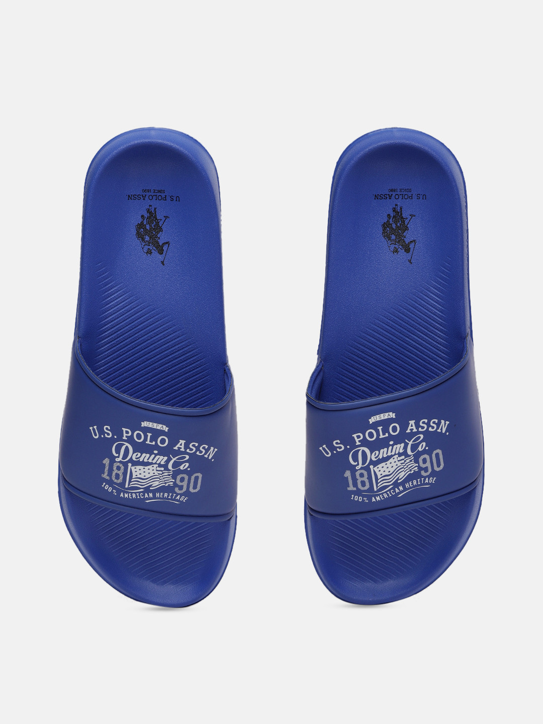 Buy U.S. Polo Assn. Men Blue Printed Sliders - Flip Flops for Men ...