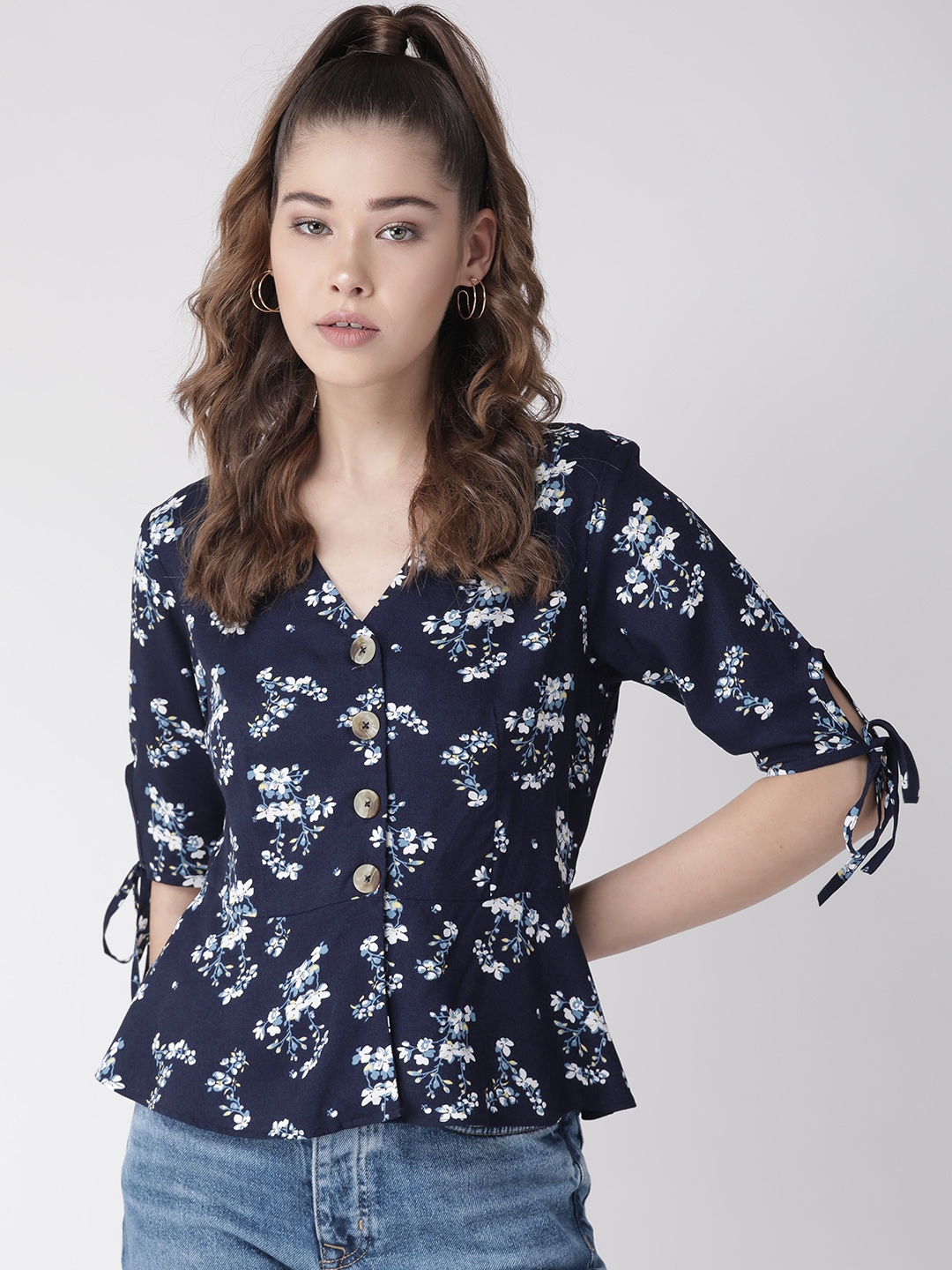 Buy 20Dresses Women Navy Blue & White Printed A Line Top - Tops for ... Buy 20Dresses Women Navy Blue & White Printed A Line Top - Tops for ...