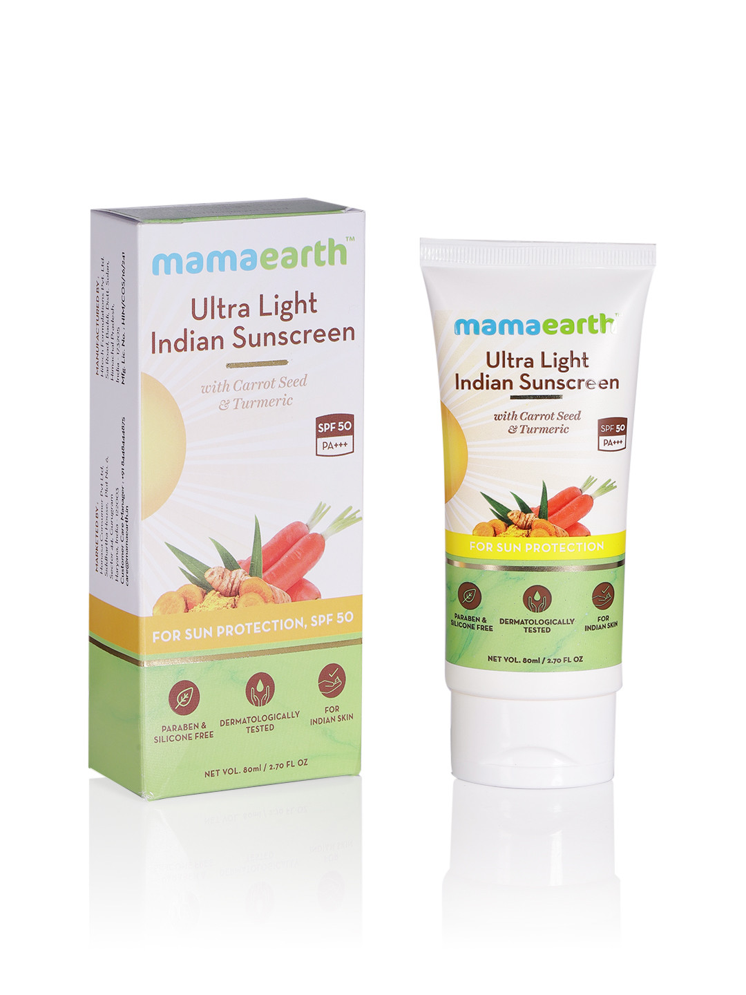 Buy Mamaearth Sustainable Unisex Ultra Light SPF 50 Indian Sunscreen 80 ...