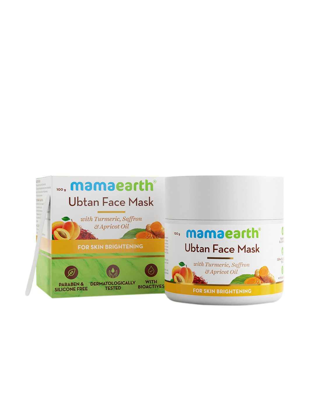 Buy Mamaearth Ubtan Face Pack Mask For Glowing Skin With Saffron Turmeric & Apricot Oil 100 Ml ...