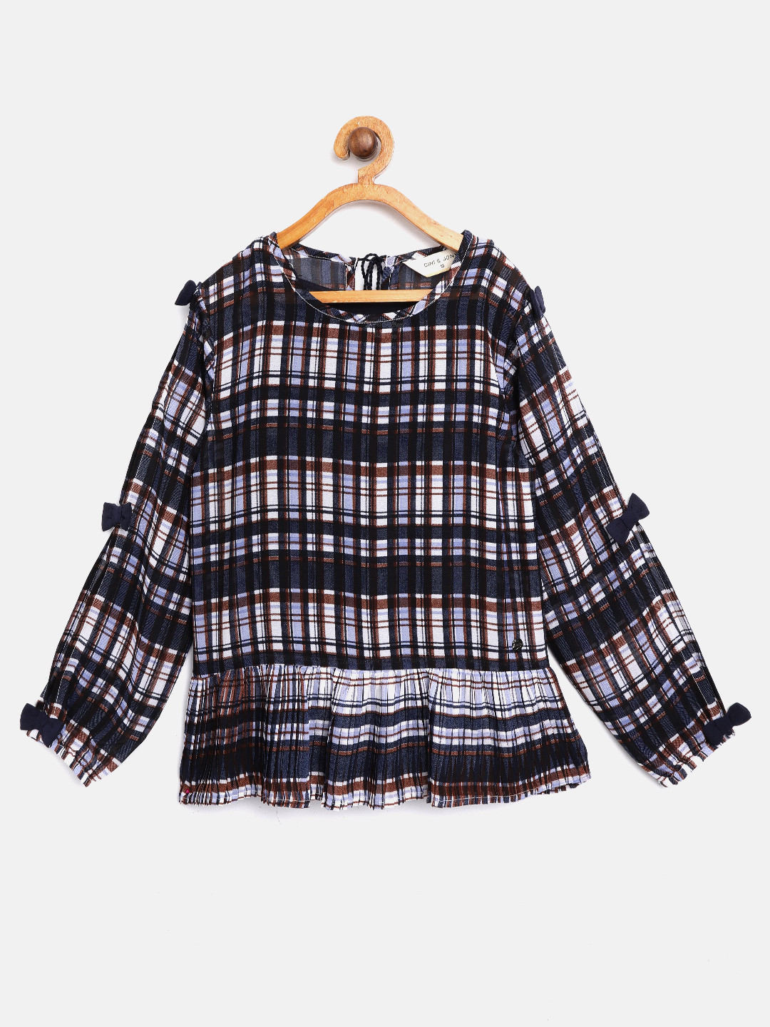 Buy Gini And Jony Girls Blue & White Checked Top With Inner - Tops for ...