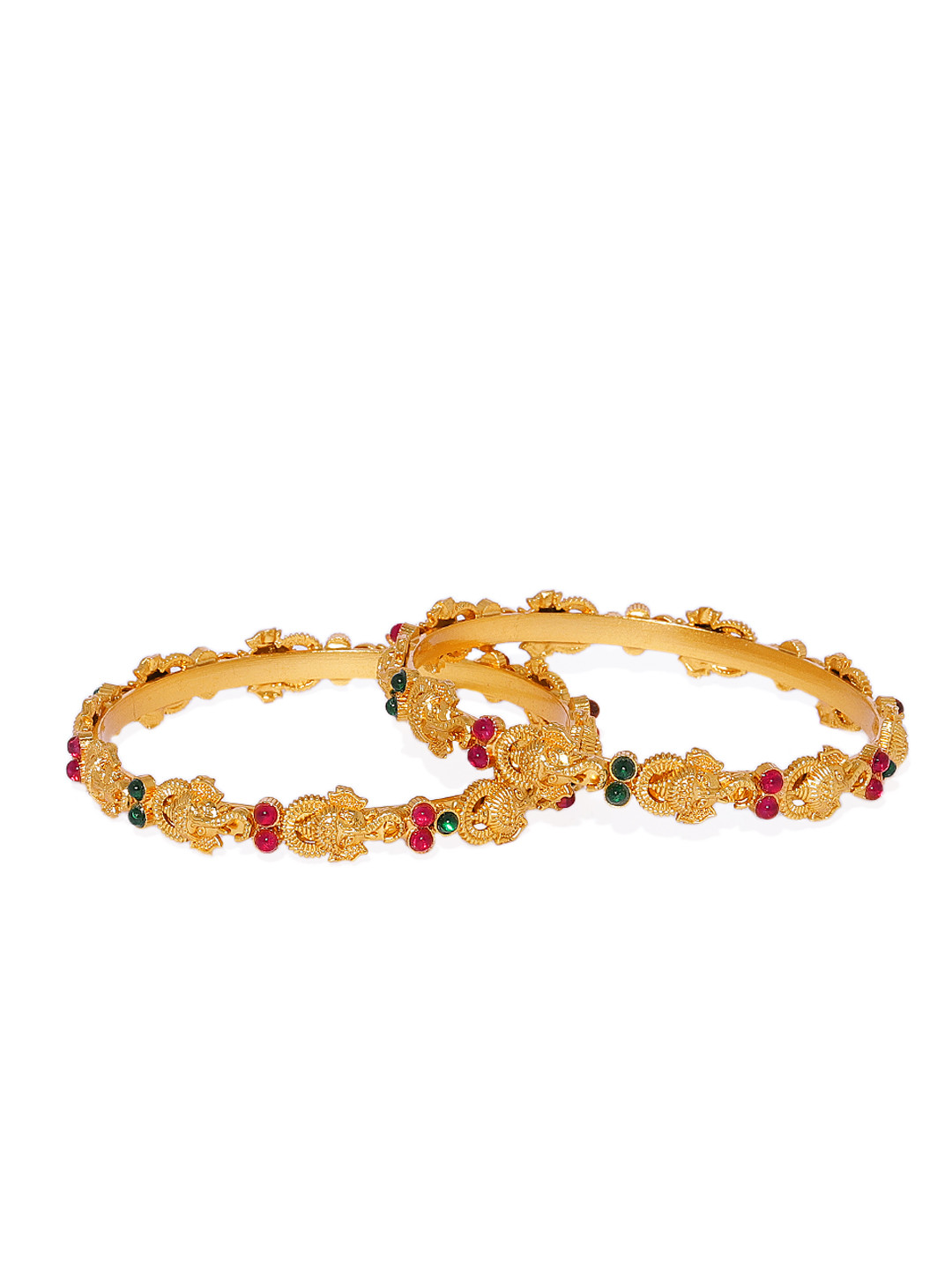 Buy AccessHer Set Of 2 Gold Plated Matte Gold Finish Handcrafted ...