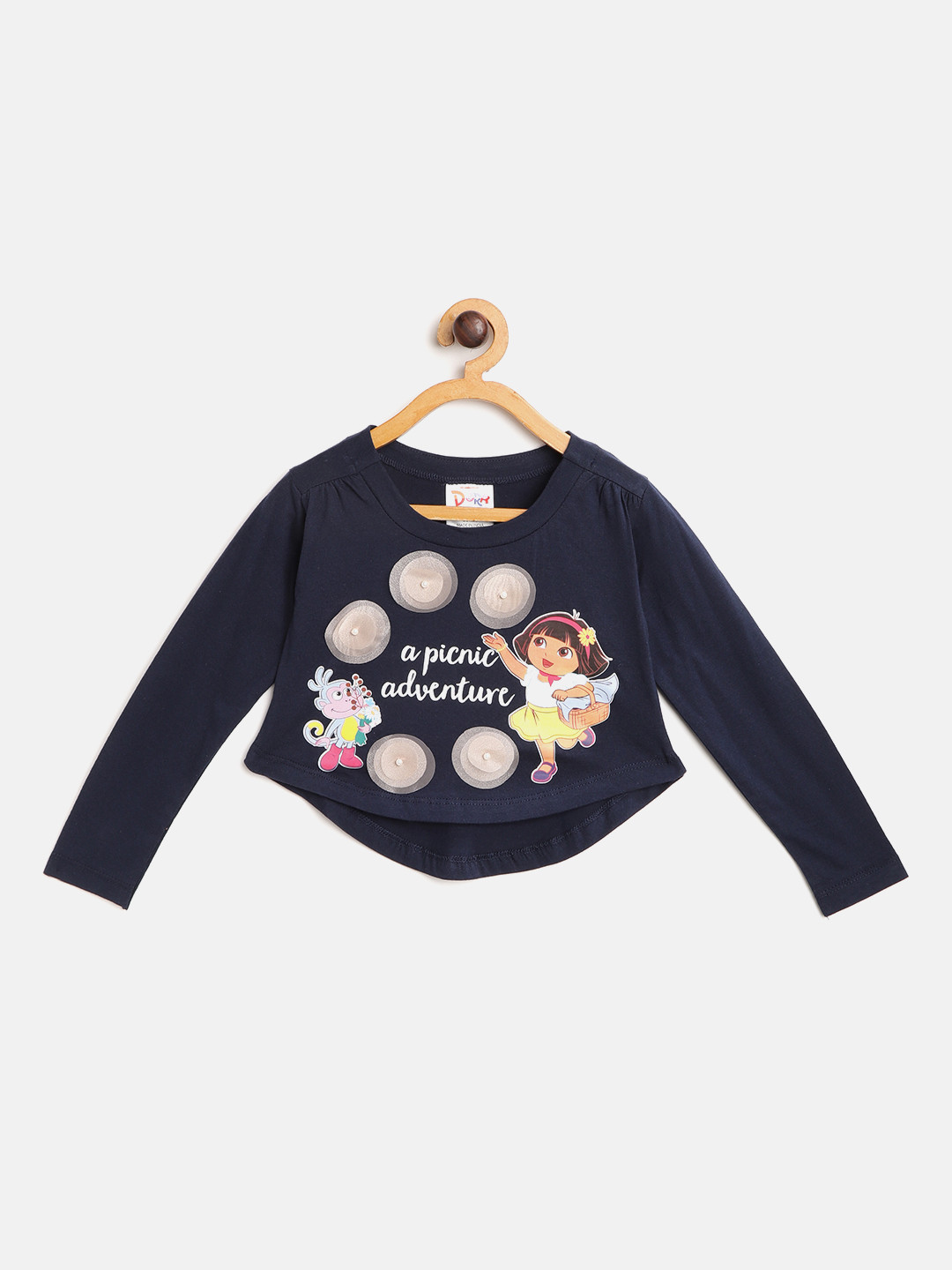 Buy Dora Girls Navy Blue Dora Print Pure Cotton Top - Tops for Girls ...