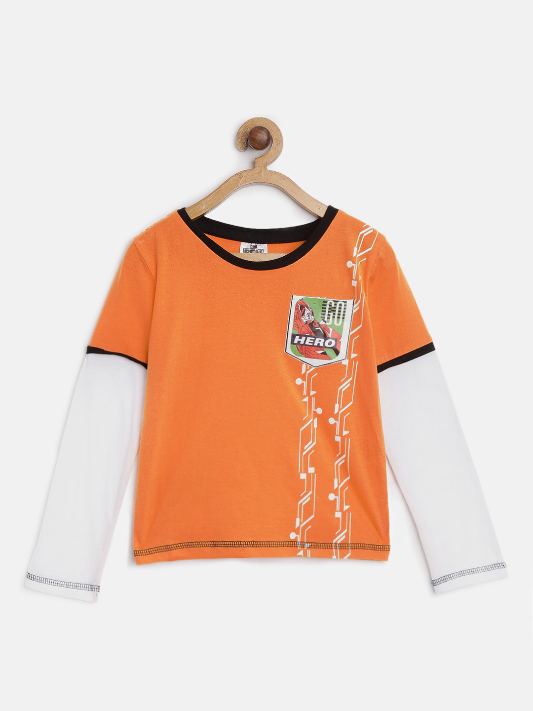 Buy Toothless Boys Orange Ben 10 Printed Round Neck Pure Cotton T Shirt ...