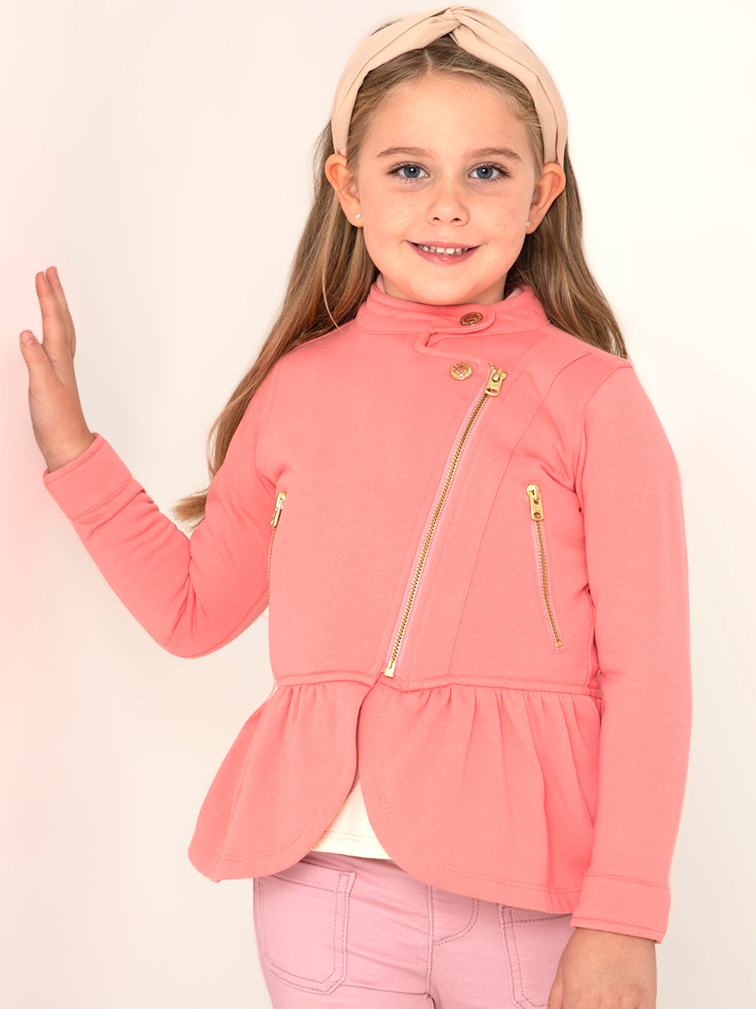 Buy Cherry Crumble Girls Pink Solid Tailored Jacket - Jackets for Girls ...