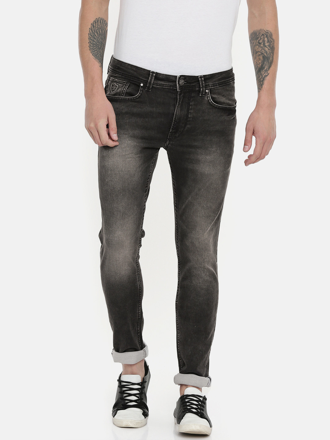 Buy Being Human Men Grey Skinny Fit Mid Rise Clean Look Stretchable ...