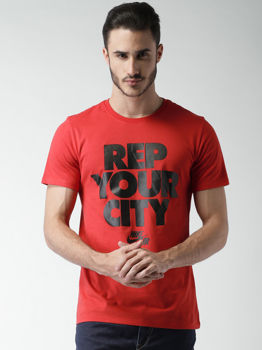 Buy Nike Red Rep Your City Printed Pure Cotton T Shirt - Tshirts for ...