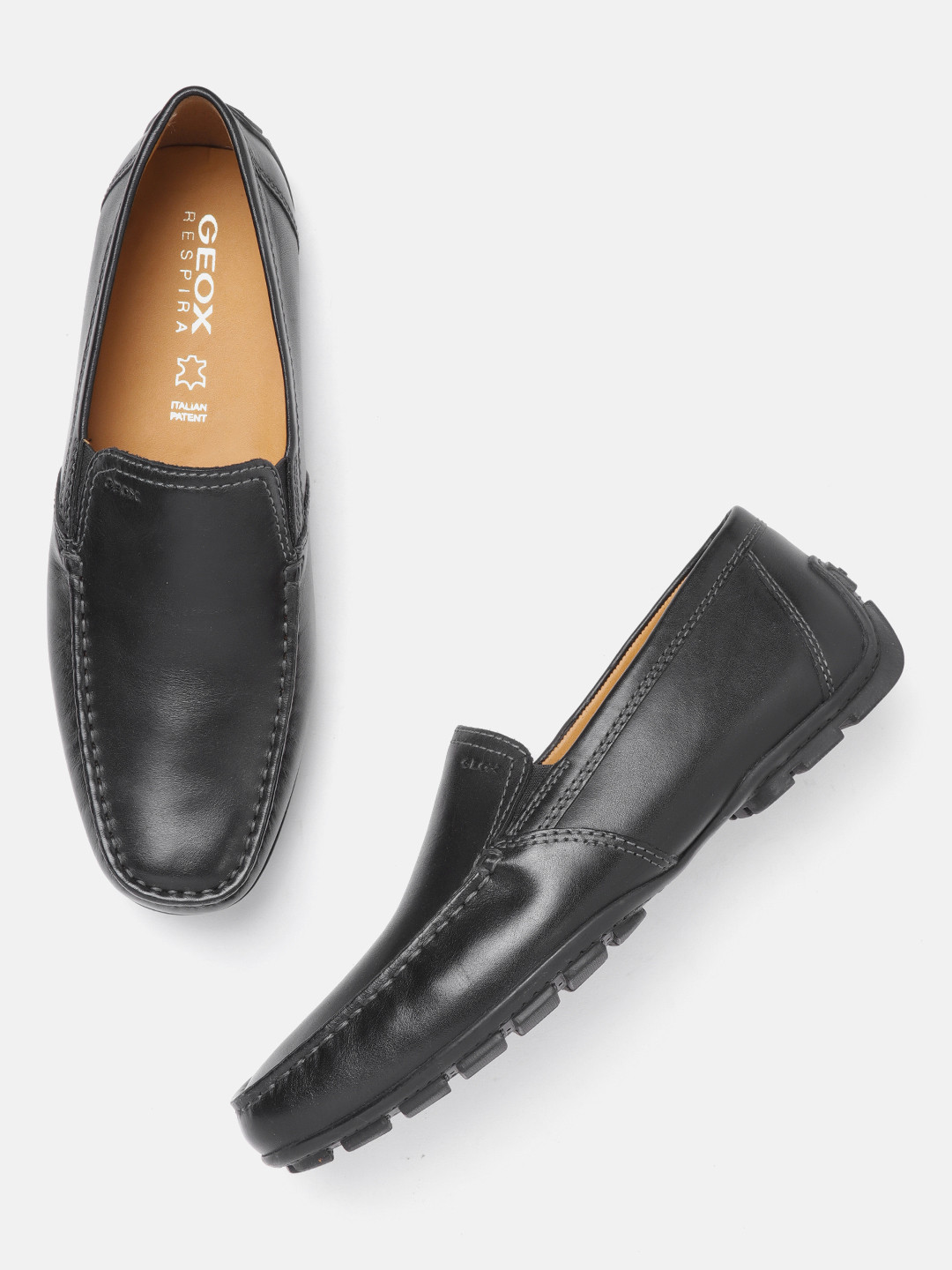 Buy Geox Men Black Solid Leather Driving Shoes - Casual Shoes for Men ...