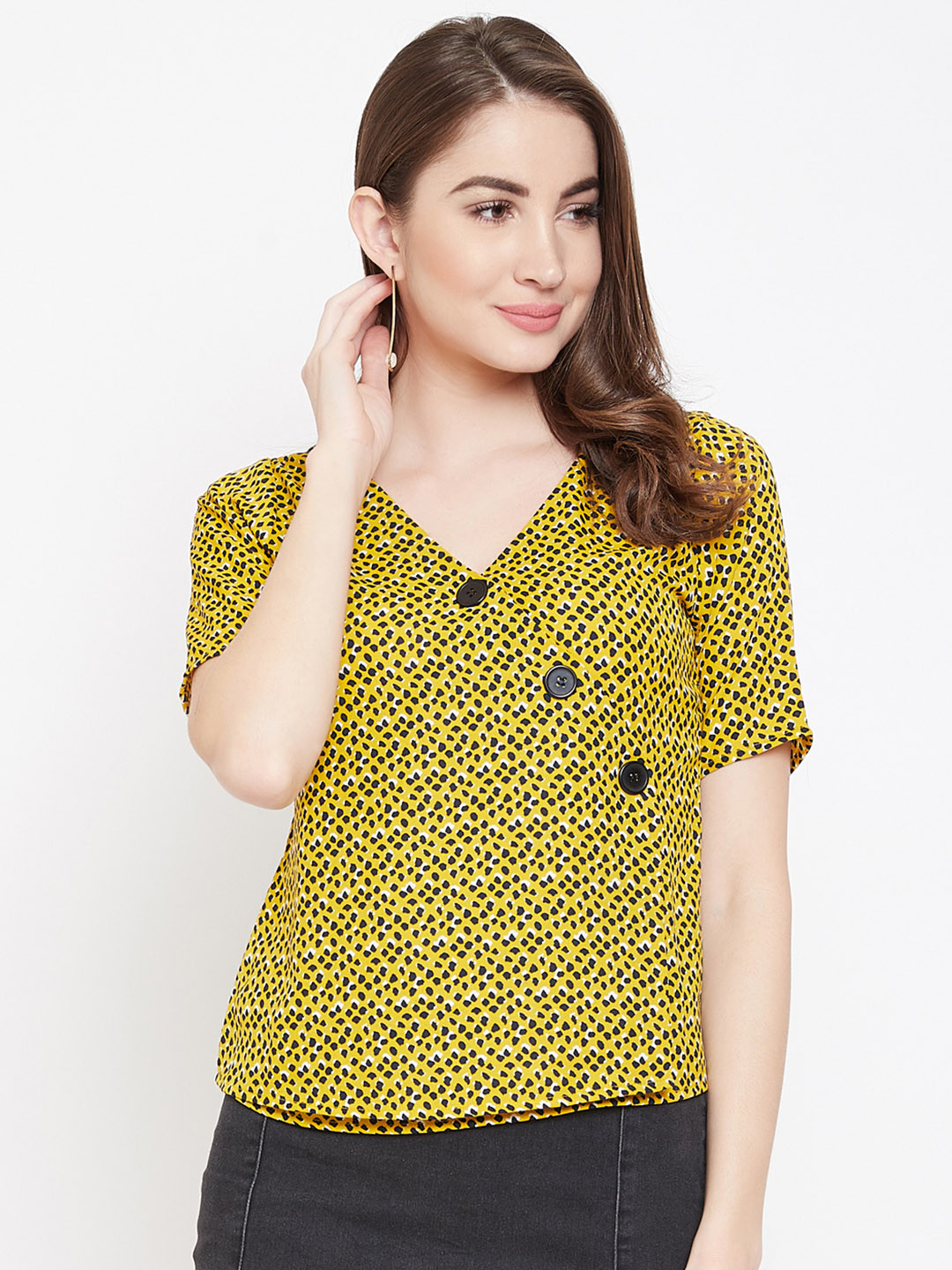 Buy Berrylush Women Yellow Printed Top - Tops for Women 11110588 | Myntra