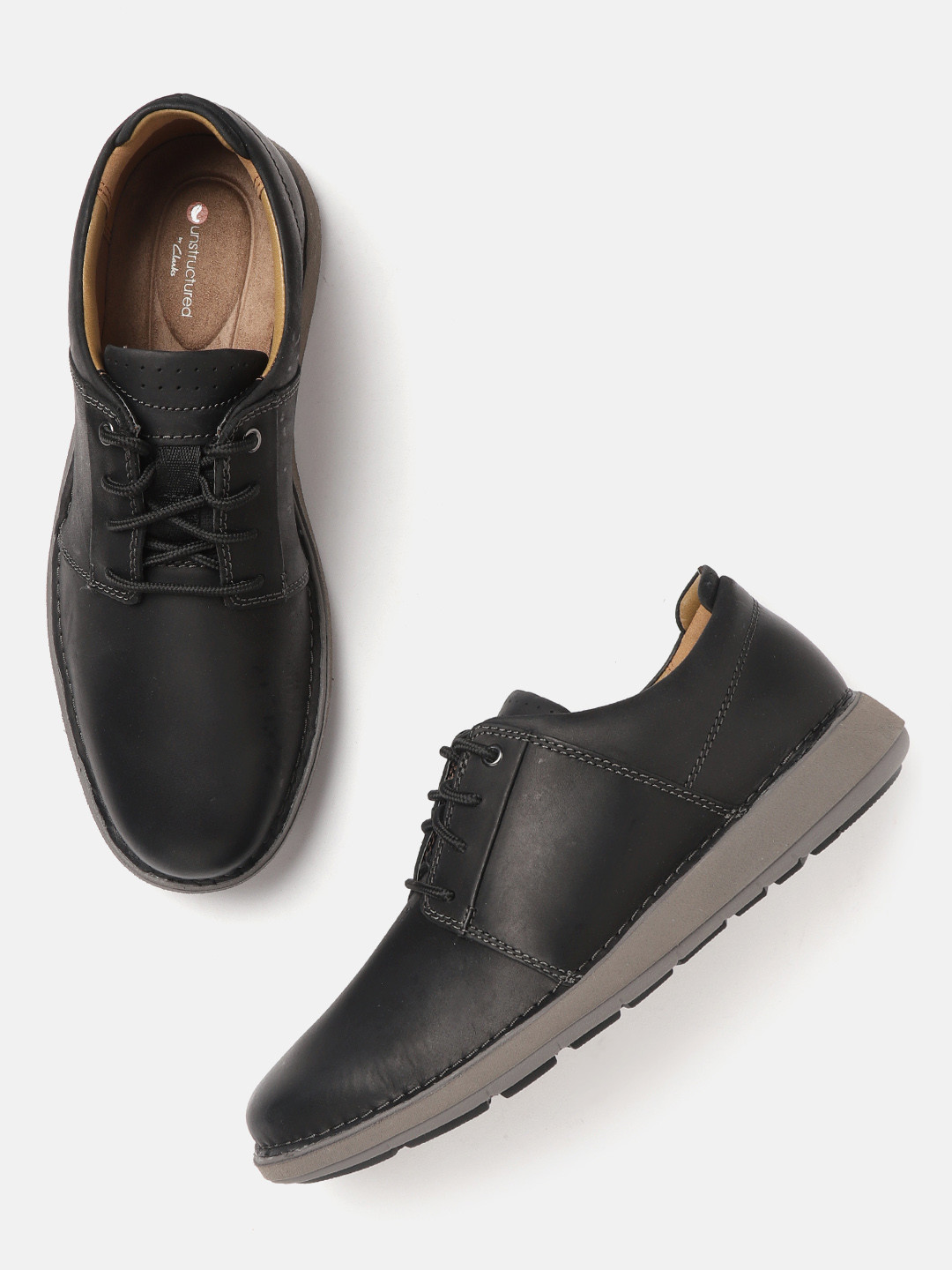 Buy Clarks Men Black Solid Leather Derbys - Casual Shoes for Men ...