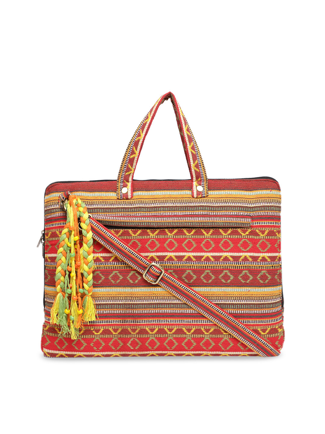 Buy The House Of Tara Women Red & Yellow Textured Handloom Woven Laptop ...