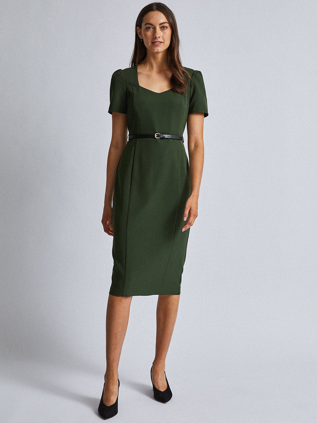 Buy DOROTHY PERKINS Women Olive Green Solid Sheath Dress - Dresses for ...