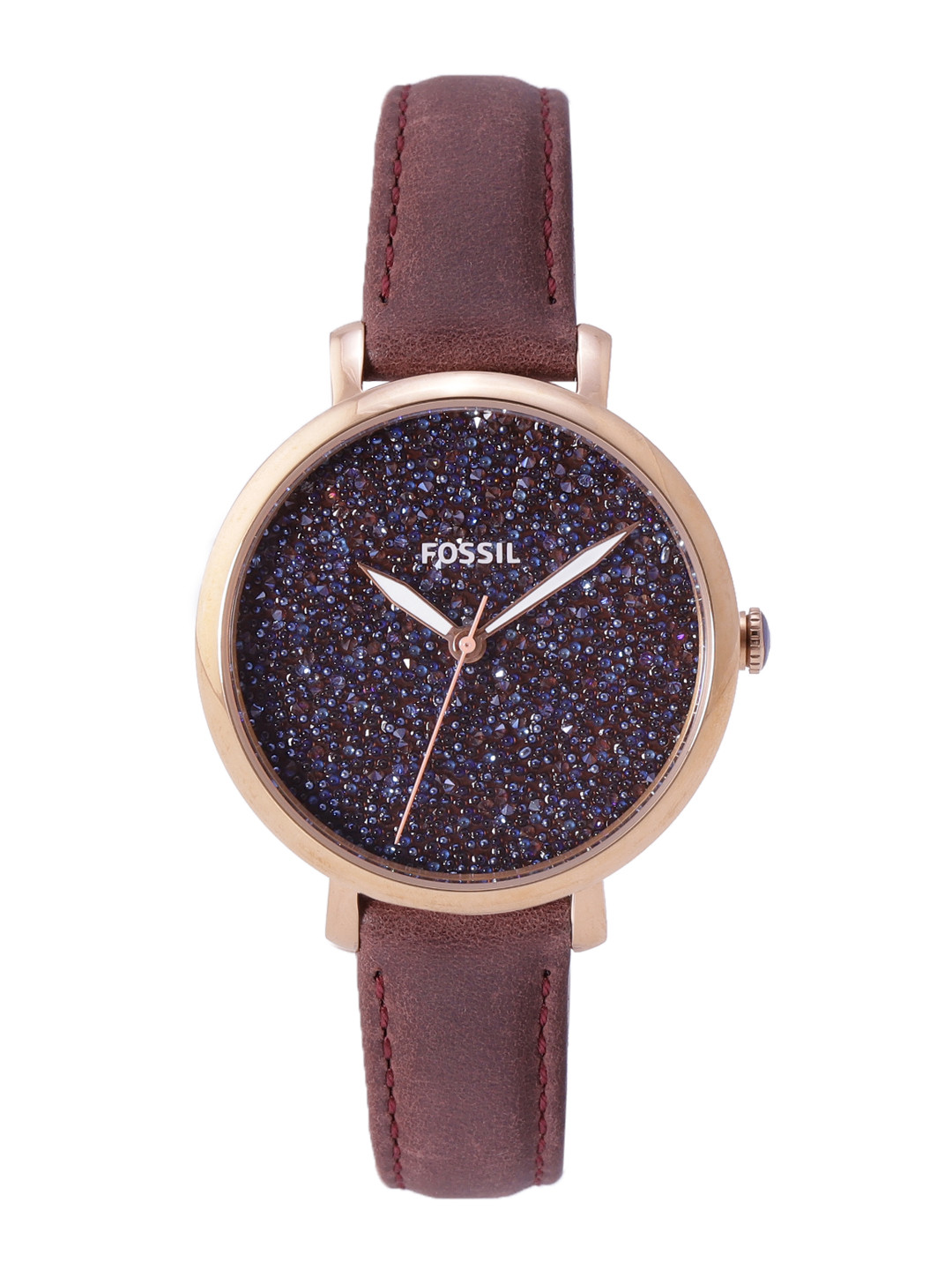 Buy Fossil Women Blue Embellished Dial & Brown Leather Straps Analogue ...