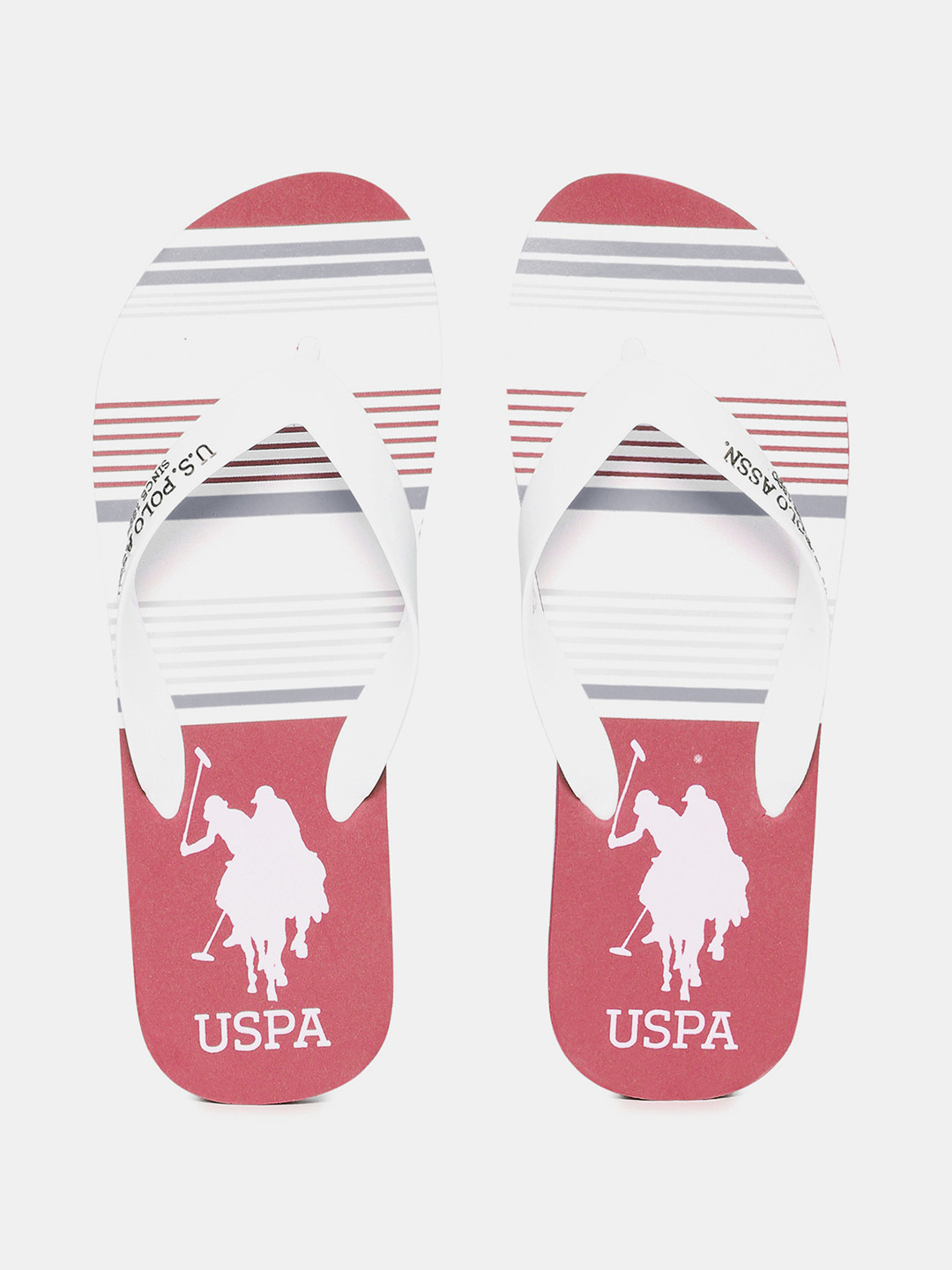 Buy U.S. Polo Assn. Men White & Red Striped Thong Flip Flops - Flip ...