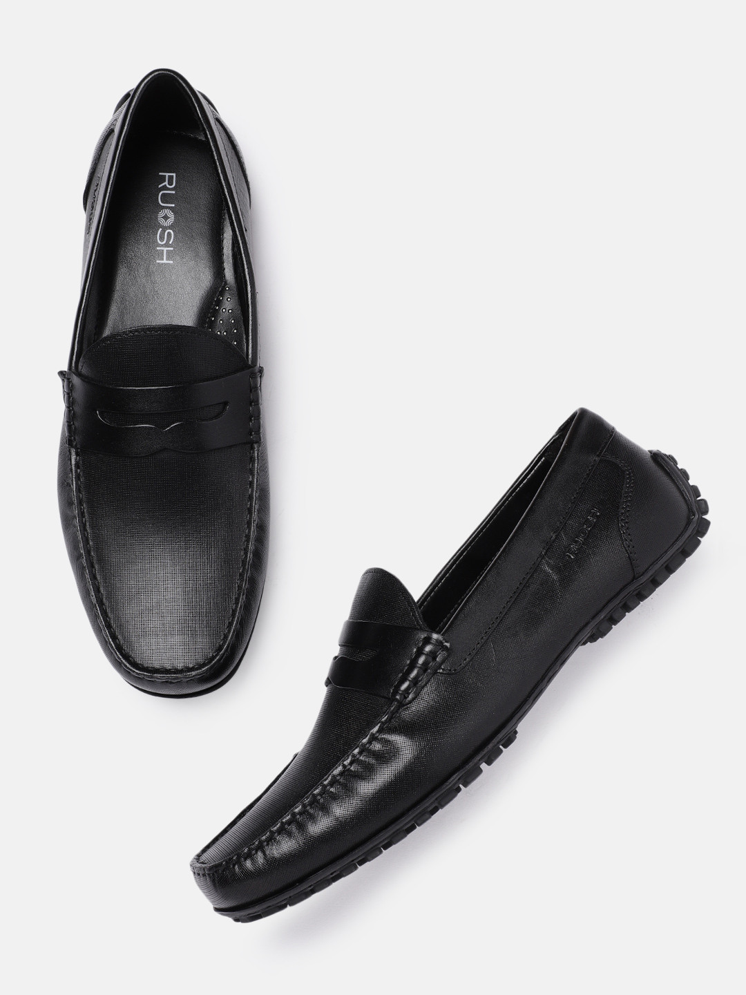 Buy Ruosh Men Black Leather Seti Driving Shoes - Casual Shoes for Men ...