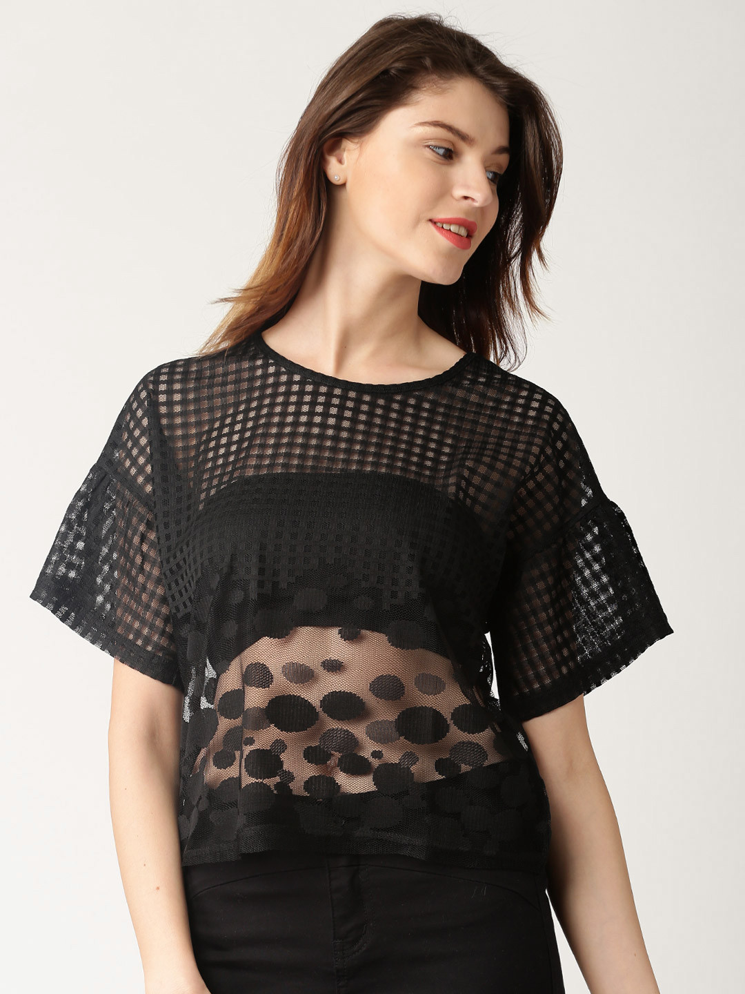 Buy DressBerry Black Sheer Top - Tops for Women 1116036 | Myntra