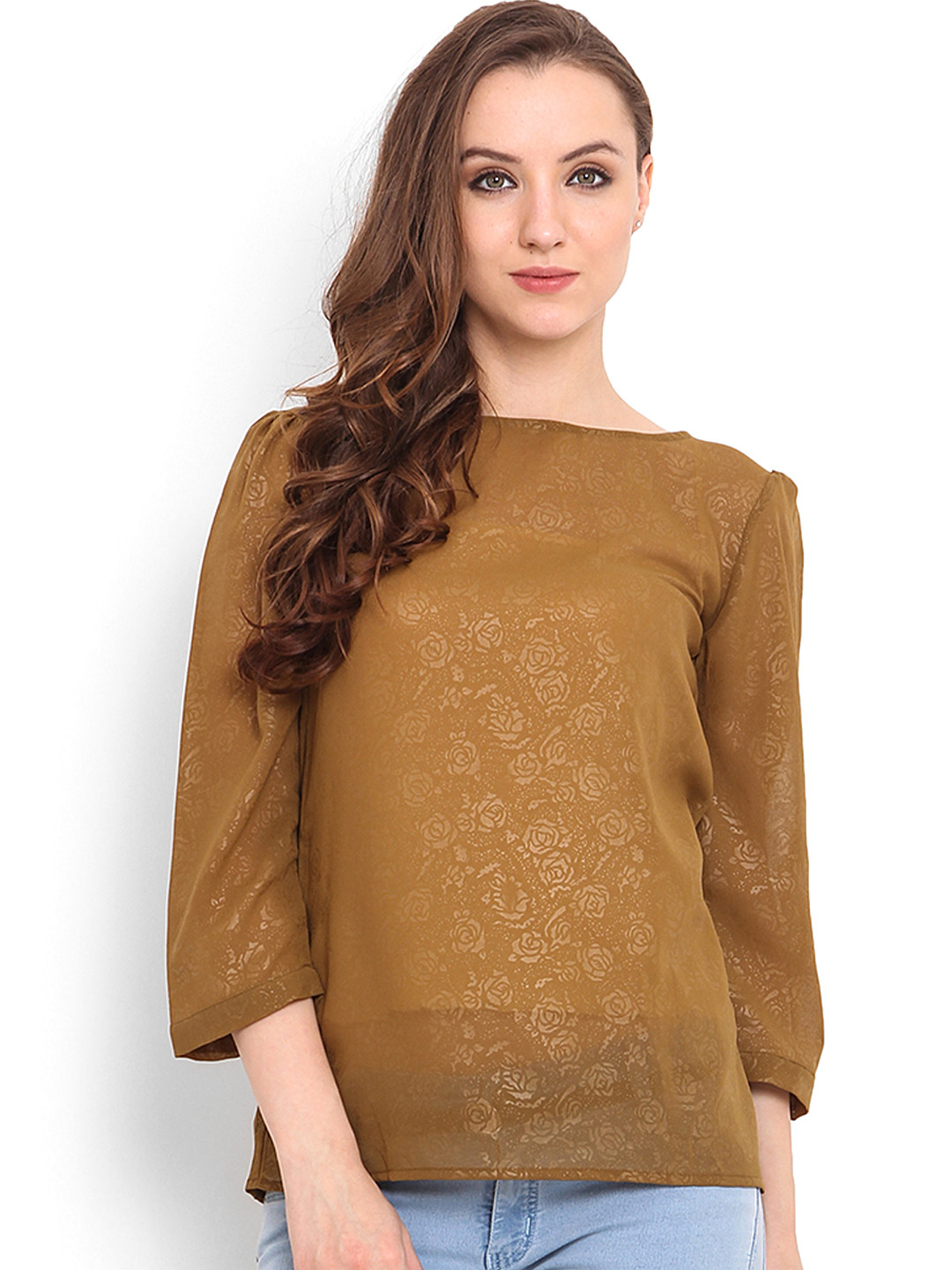 Buy Trend Arrest Brown Sheer Top - Tops for Women 1117338 | Myntra