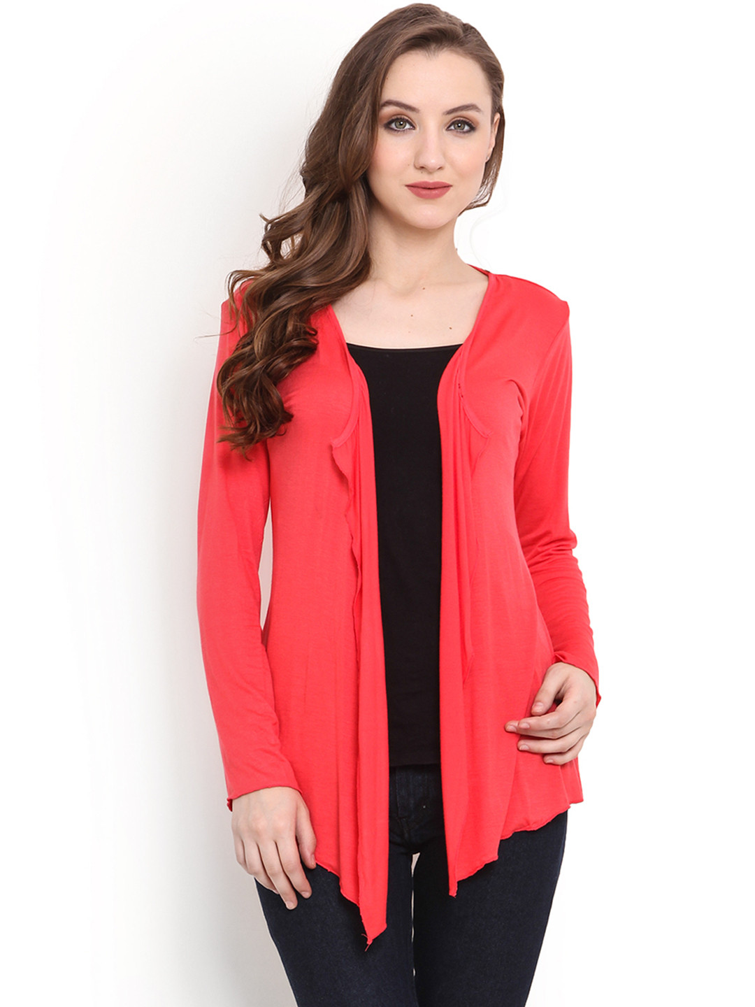 Buy Trend Arrest Coral Red Shrug - Shrug for Women 1117371 | Myntra