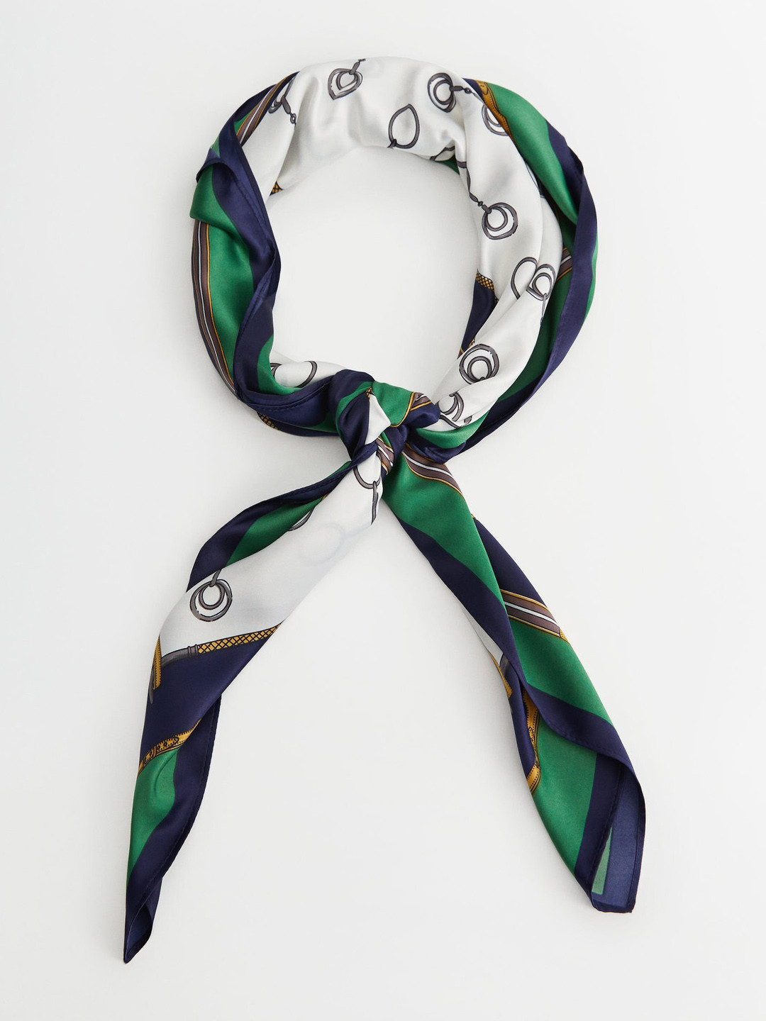 Buy MANGO Women White & Green Printed Scarf - Scarves for Women ...