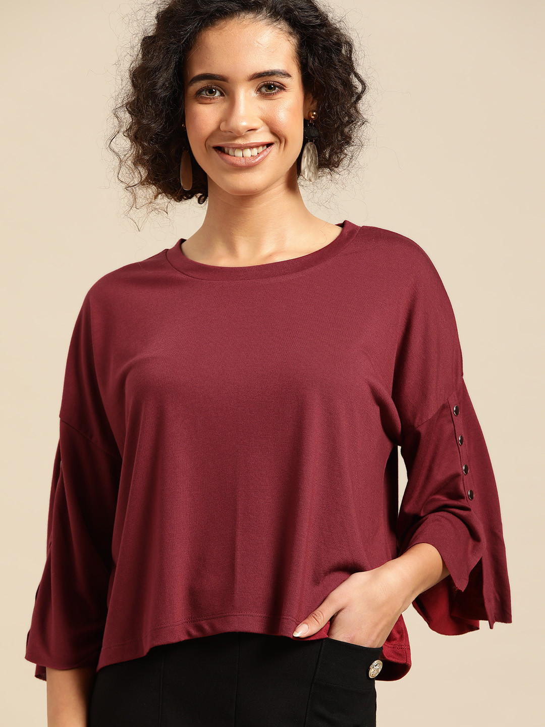 Buy DressBerry Women Maroon Solid Top - Tops for Women 11182570 | Myntra