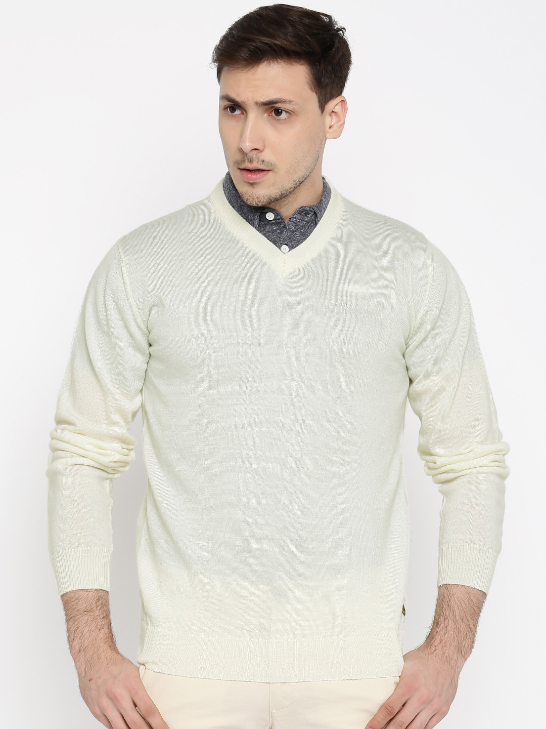 Buy Raymond Cream Coloured Woollen Sweater - Sweaters for Men 1122388 ...