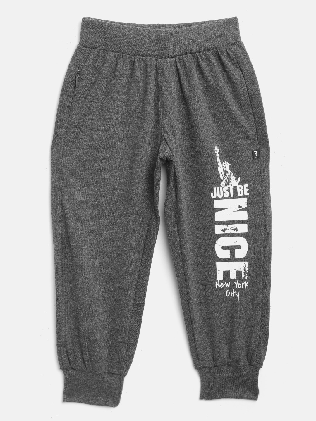 Buy PROTEENS Boys Grey Melange Printed Detail Joggers Track Pants For