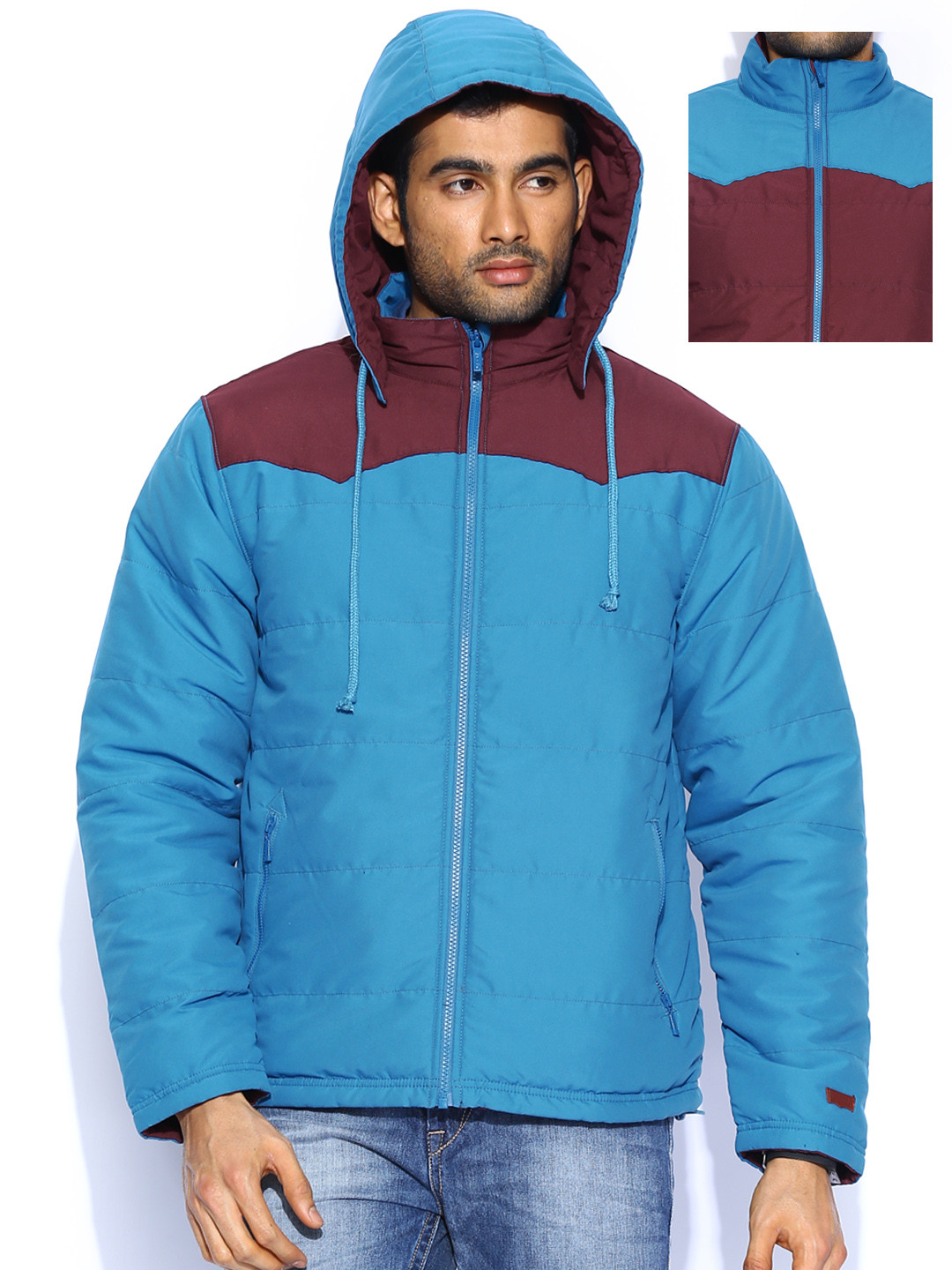 Buy Levi's Blue & Maroon Reversible Padded Jacket - Jackets for Men ...
