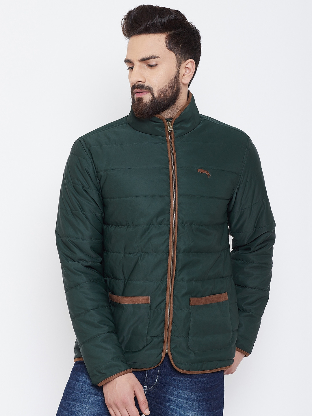 Buy JUMP USA Men Green Solid Lightweight Puffer Jacket - Jackets for ...
