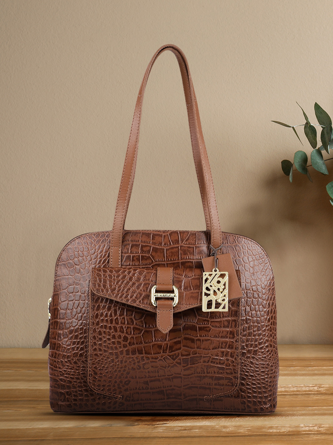 Buy Hidesign Brown Animal Textured Leather Shoulder Bag - Handbags for ...