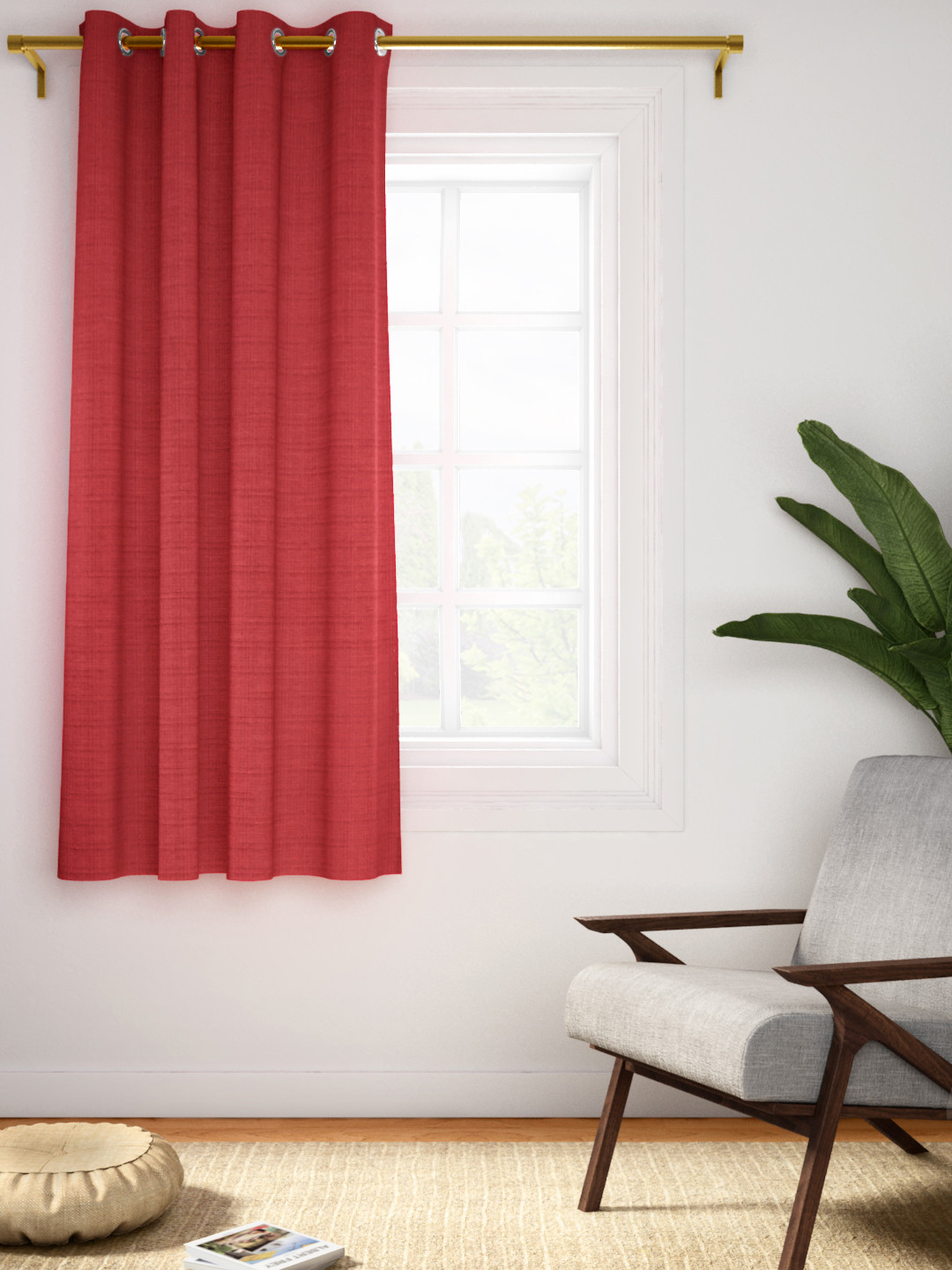 Buy Aura Maroon Single Self Design Window Curtain - Curtains And Sheers ...