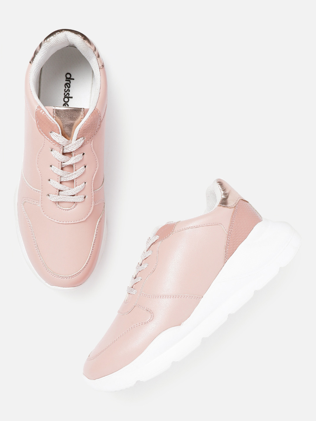 Buy DressBerry Women Peach Coloured Solid Sneakers - Casual Shoes for ...