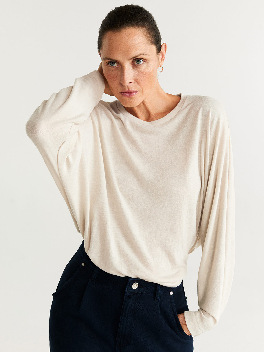 Buy MANGO Women Cream Coloured Solid Top - Tops for Women 11280030 | Myntra