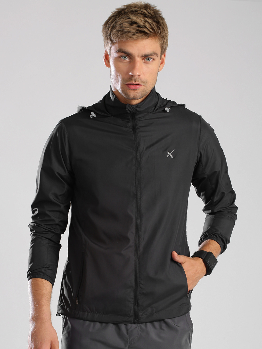 Buy HRX By Hrithik Roshan Black Lightweight Windcheater - Jackets for ...